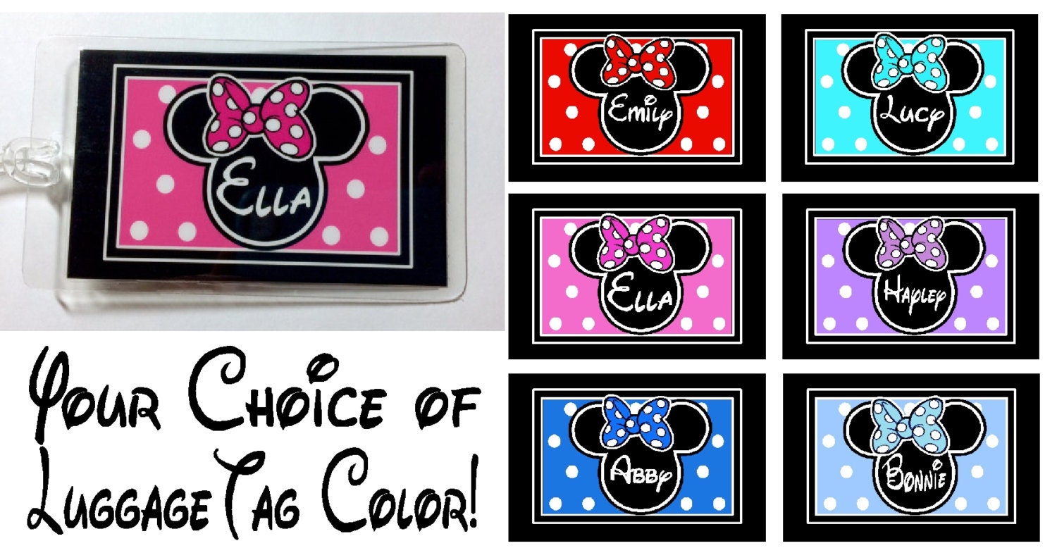 Personalized Minnie or Mickey Mouse Luggage Tag - Handmade Keepsake - Etsy