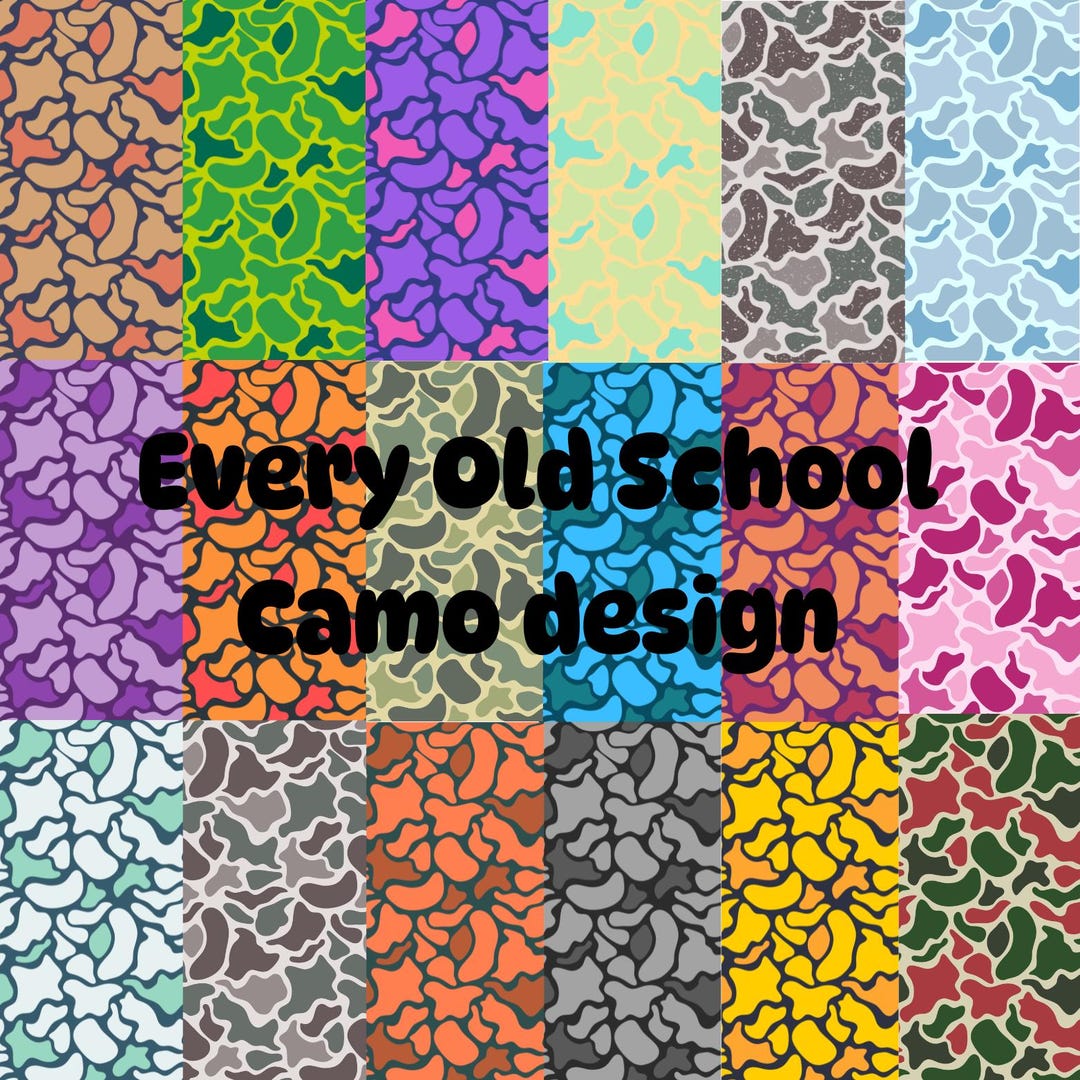 Every Old School Camo Design, 18 PNG Digital Designs, for Sublimation ...