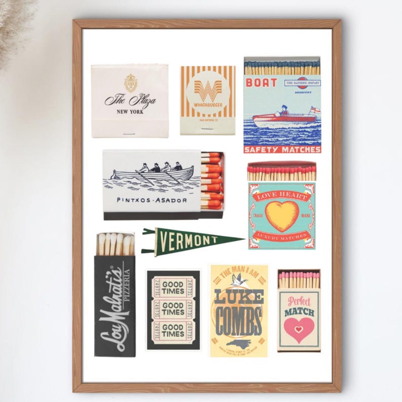 Custom Matchbook Art, Matchbook Poster, Personalized Matchbox Gift ...