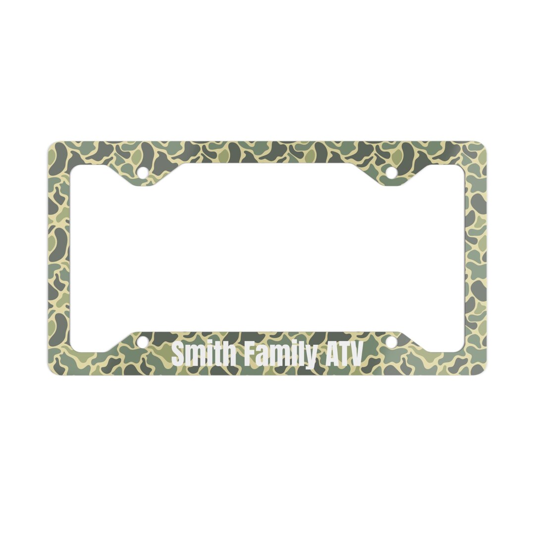 Green Camo Custom Text License Plate Frame, Old School Camo Design for ...