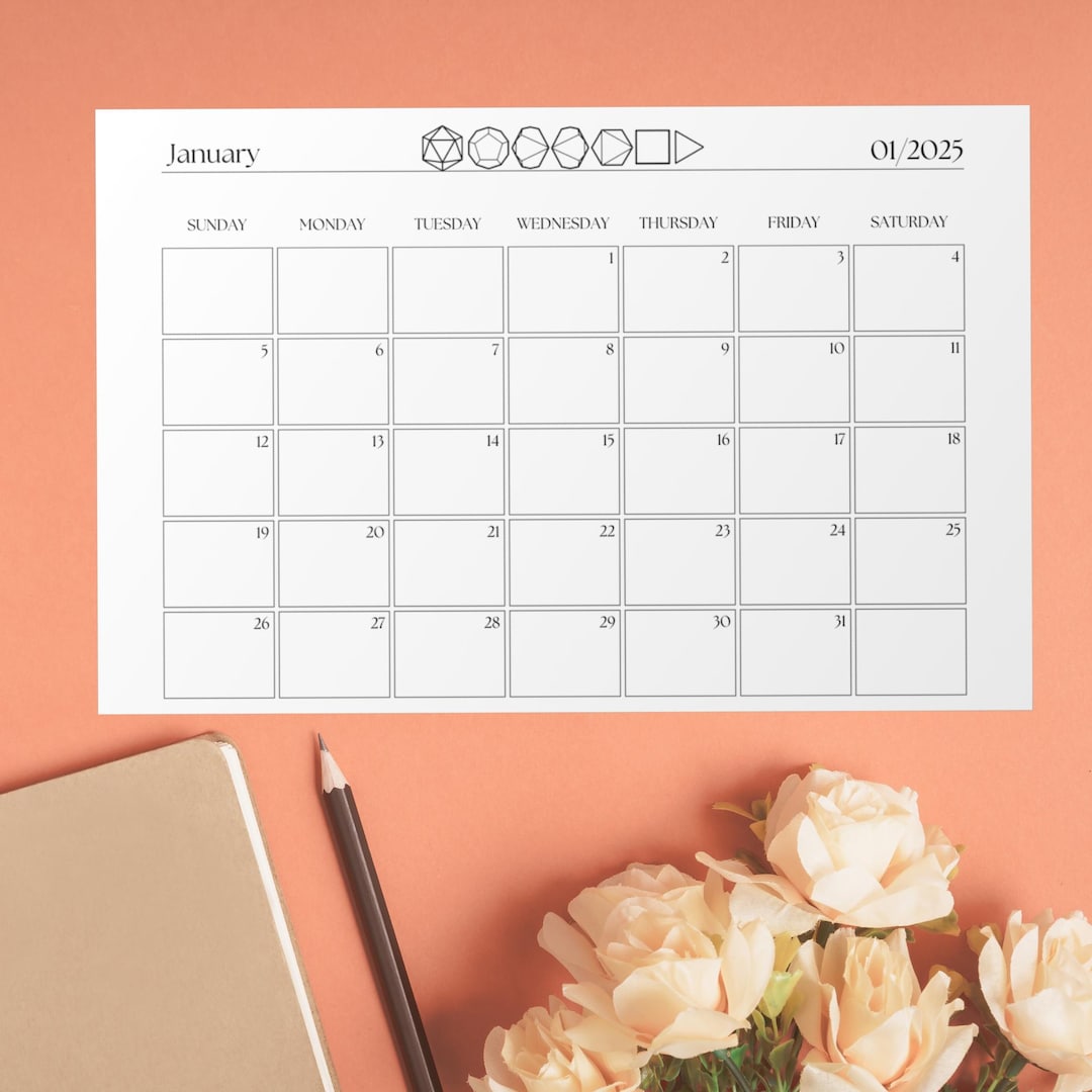 2025 Dungeons and Dragons Dice Calendar | Digital Download & Canva ...