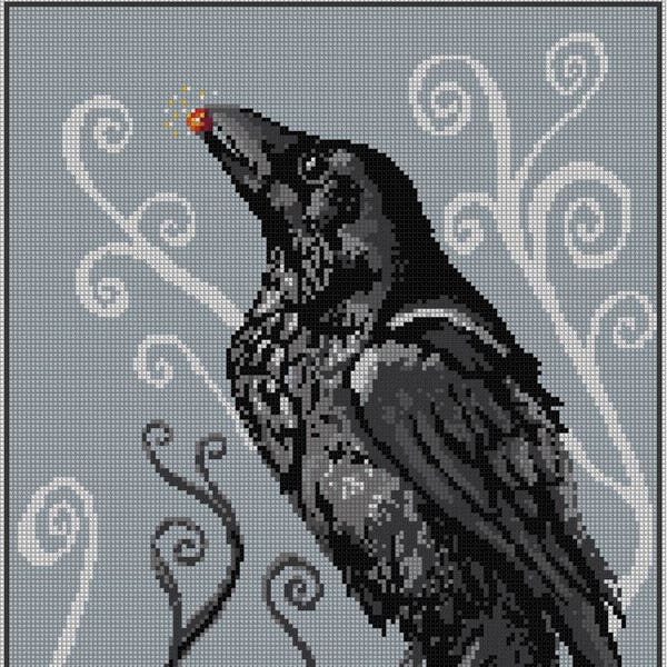 Raven Cross Stitch - Etsy