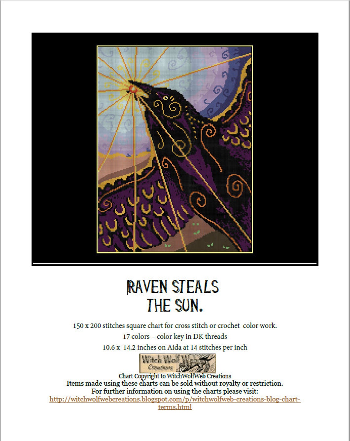 Raven Steals the Sun Cross Stitch Chart | Etsy