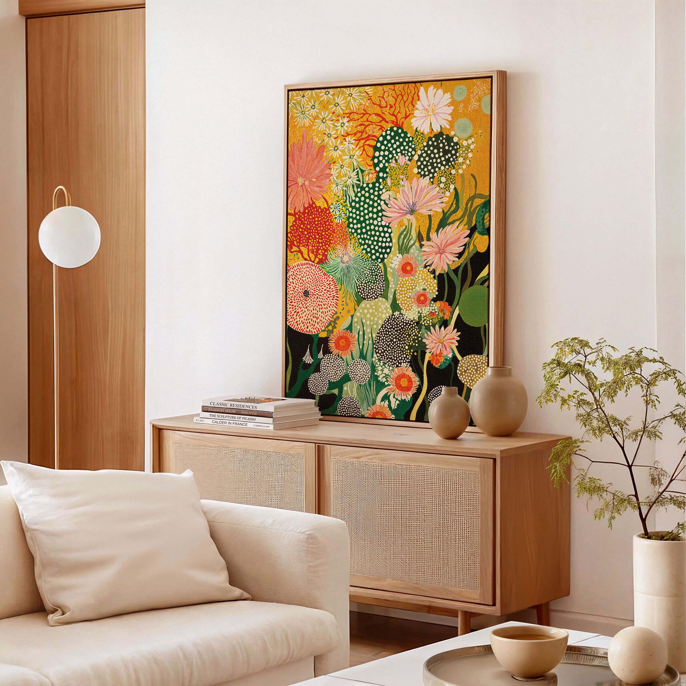 Framed Botanical Canvas Print: Abstract Daisy Floral Art - Etsy