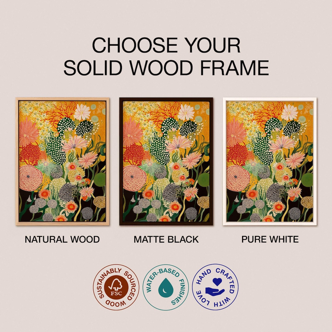 Framed Botanical Canvas Print: Abstract Daisy Floral Art - Etsy