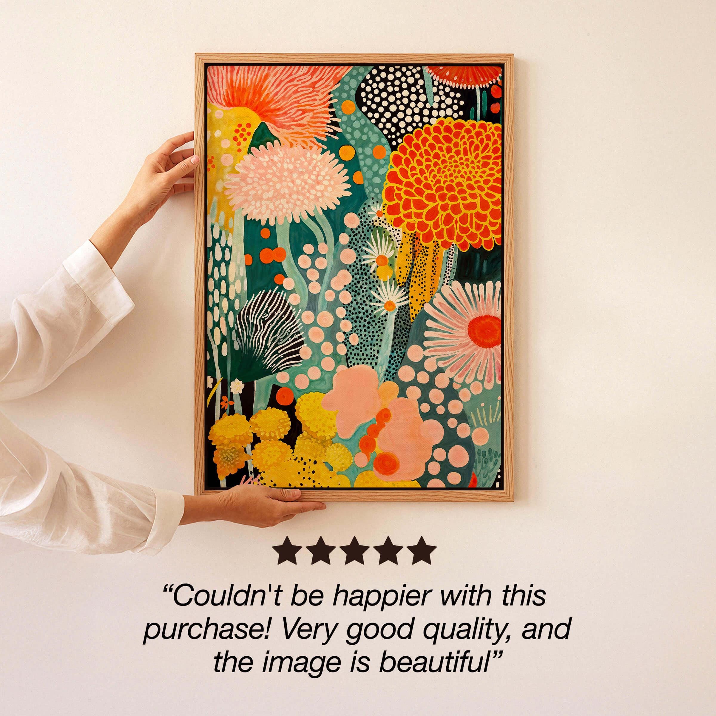 Botanical Framed Canvas Print: Japandi Floral Wall Art - Etsy