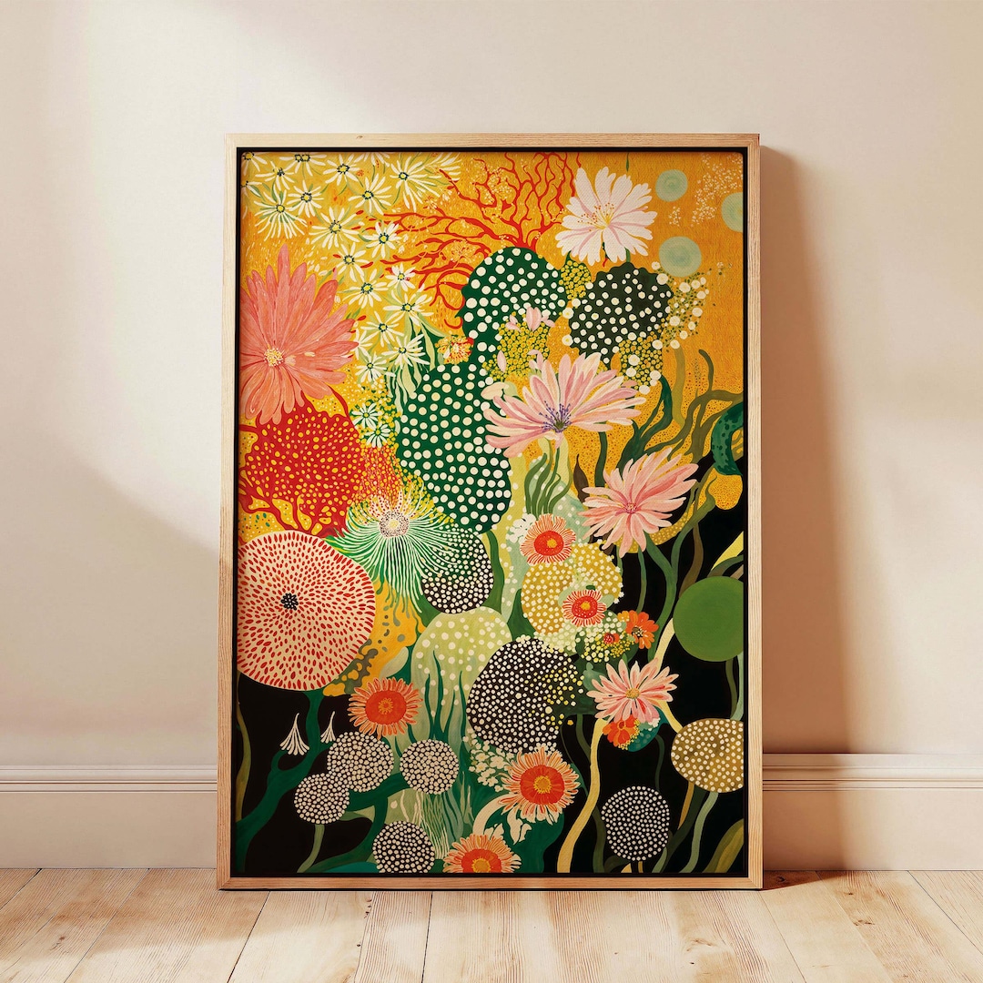Framed Botanical Canvas Print: Abstract Daisy Floral Art - Etsy