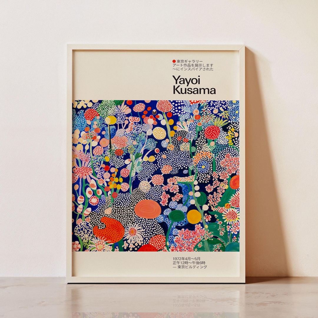 Yayoi Kusama Inspired Poster Polka Dot Art Print Japanese Modern Wall ...