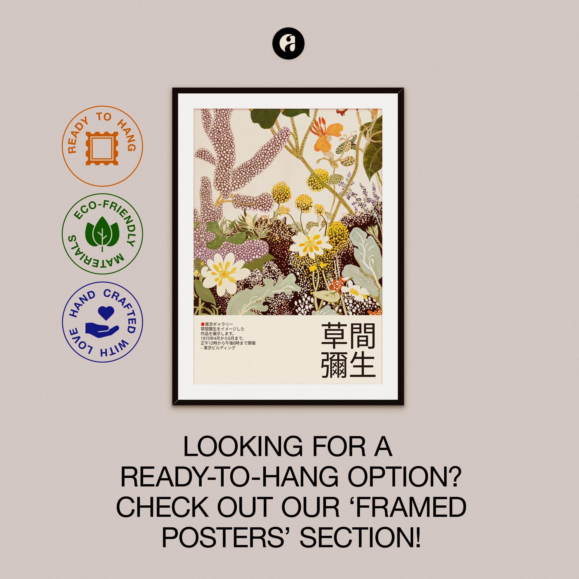 Japandi Botanical Poster Yayoi Kusama Inspired Print Unframed Floral ...