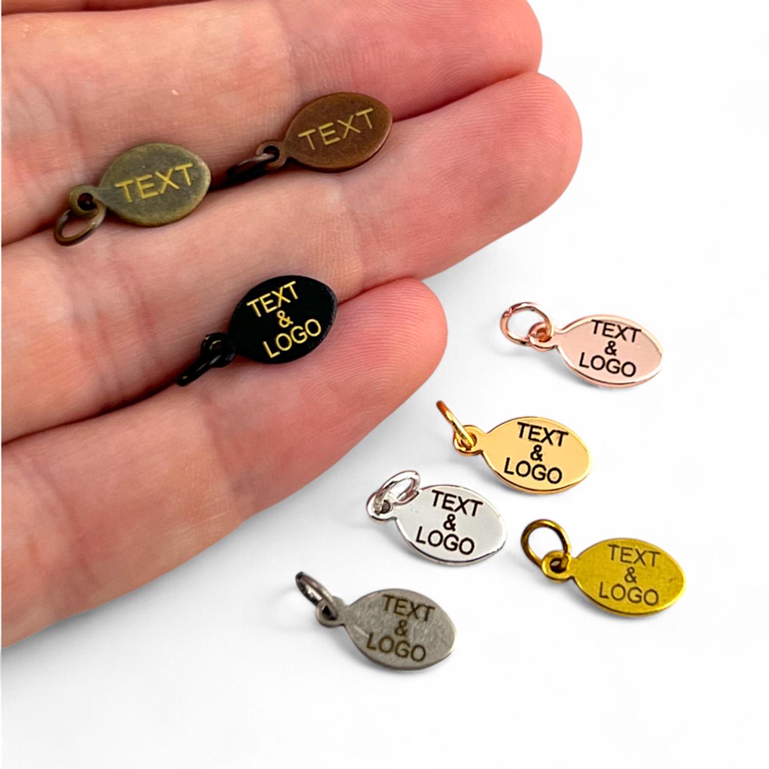 Oval Custom Laser Engraved Logo Charm, Personalized Logo, Custom ...