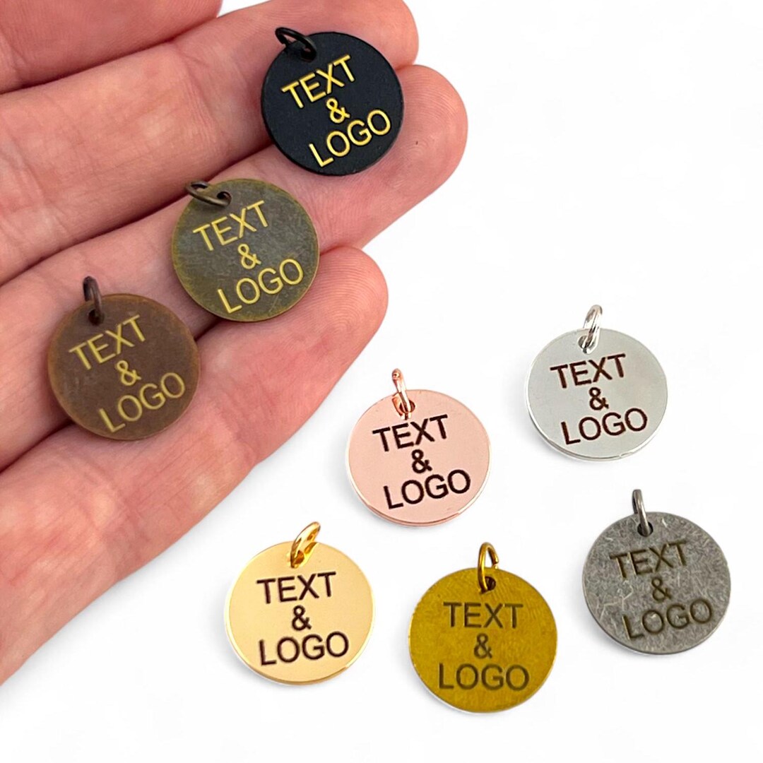 Custom Laser Engraved Logo Charm, Personalized Logo, Custom Jewelry Tag ...