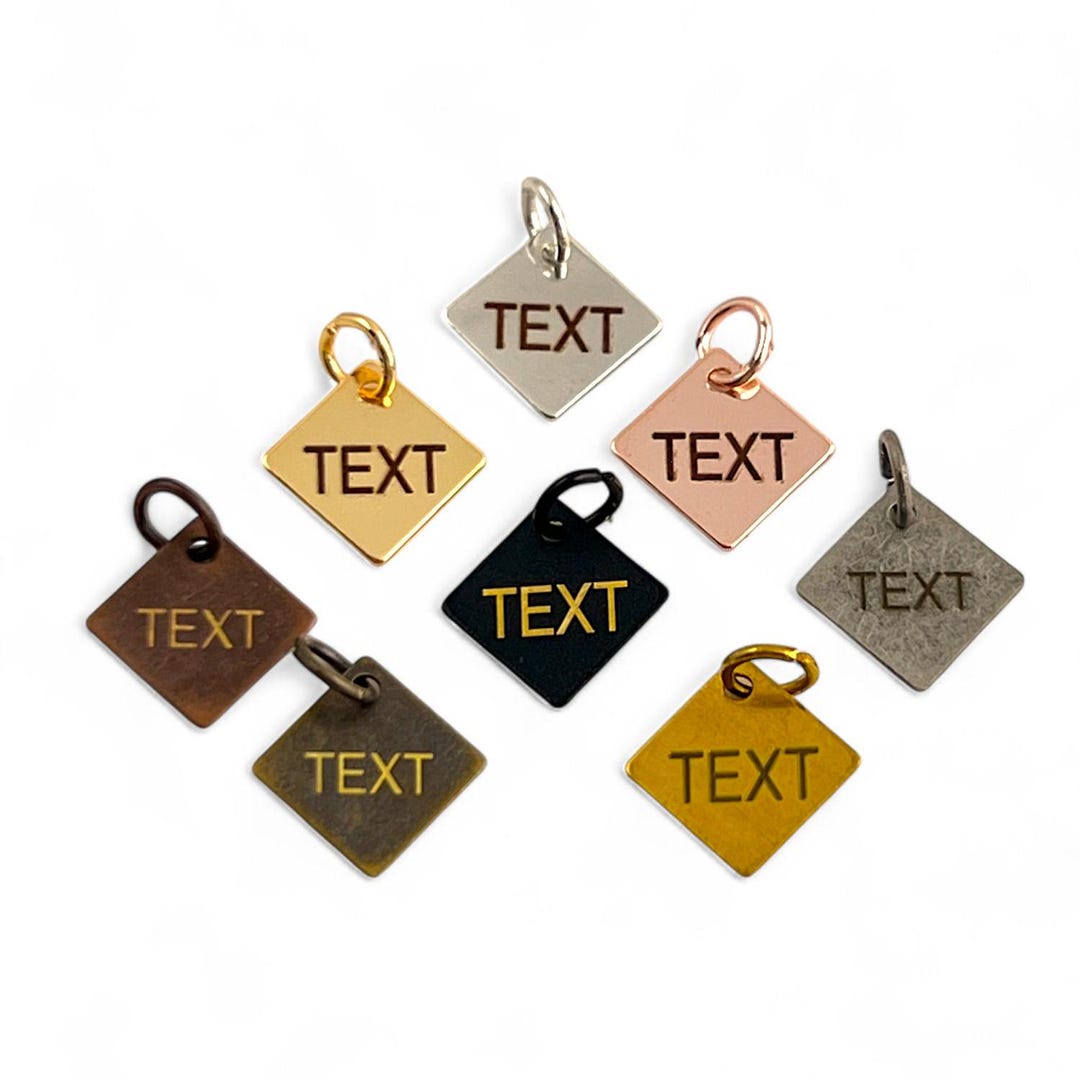 Square Custom Laser Engraved Logo Charm, Personalized Logo, Custom ...