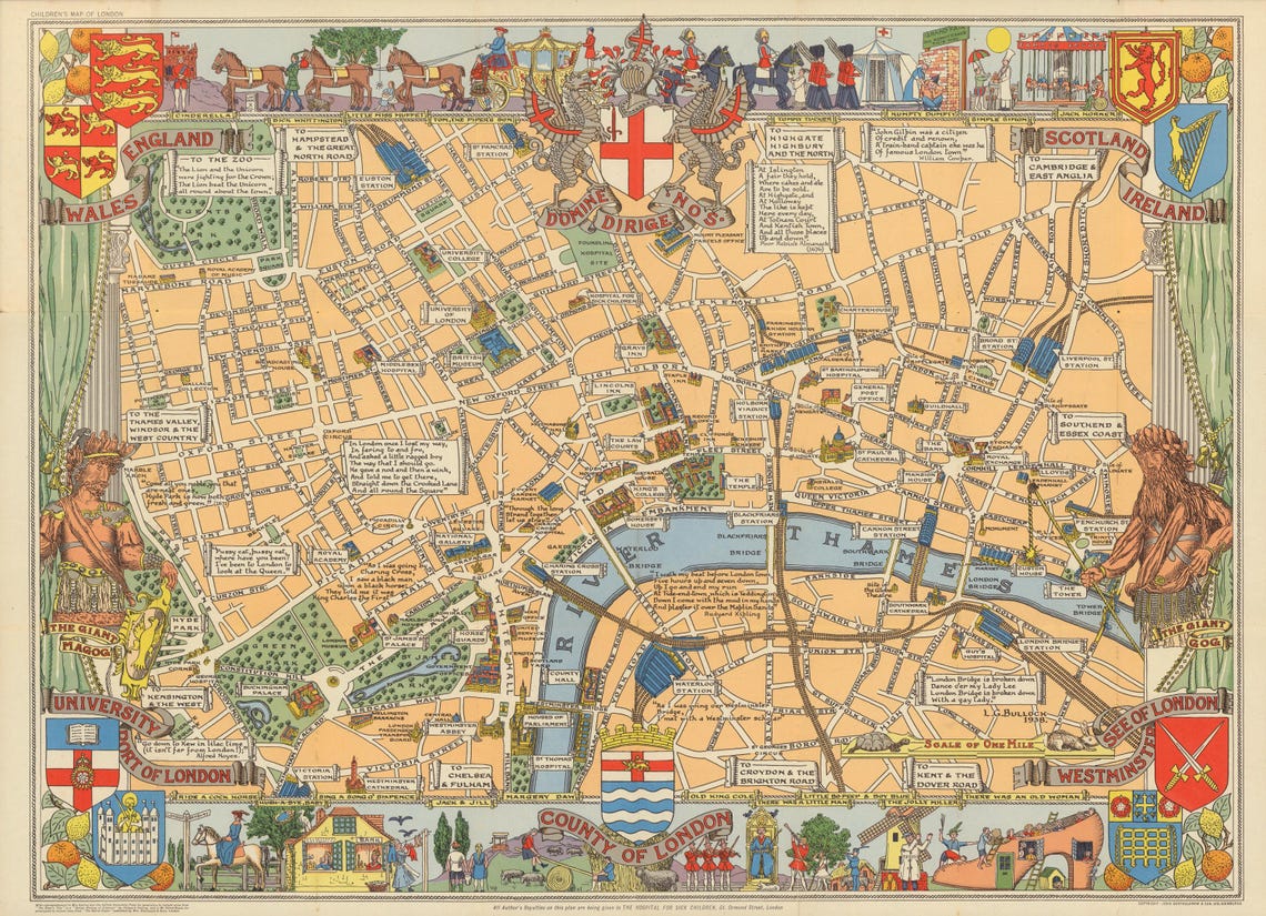 5 Old London Maps, Antique London England Art Maps, Vintage London Maps ...