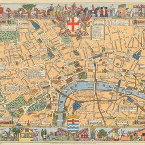 5 Old London Maps, Antique London England Art Maps, Vintage London Maps ...