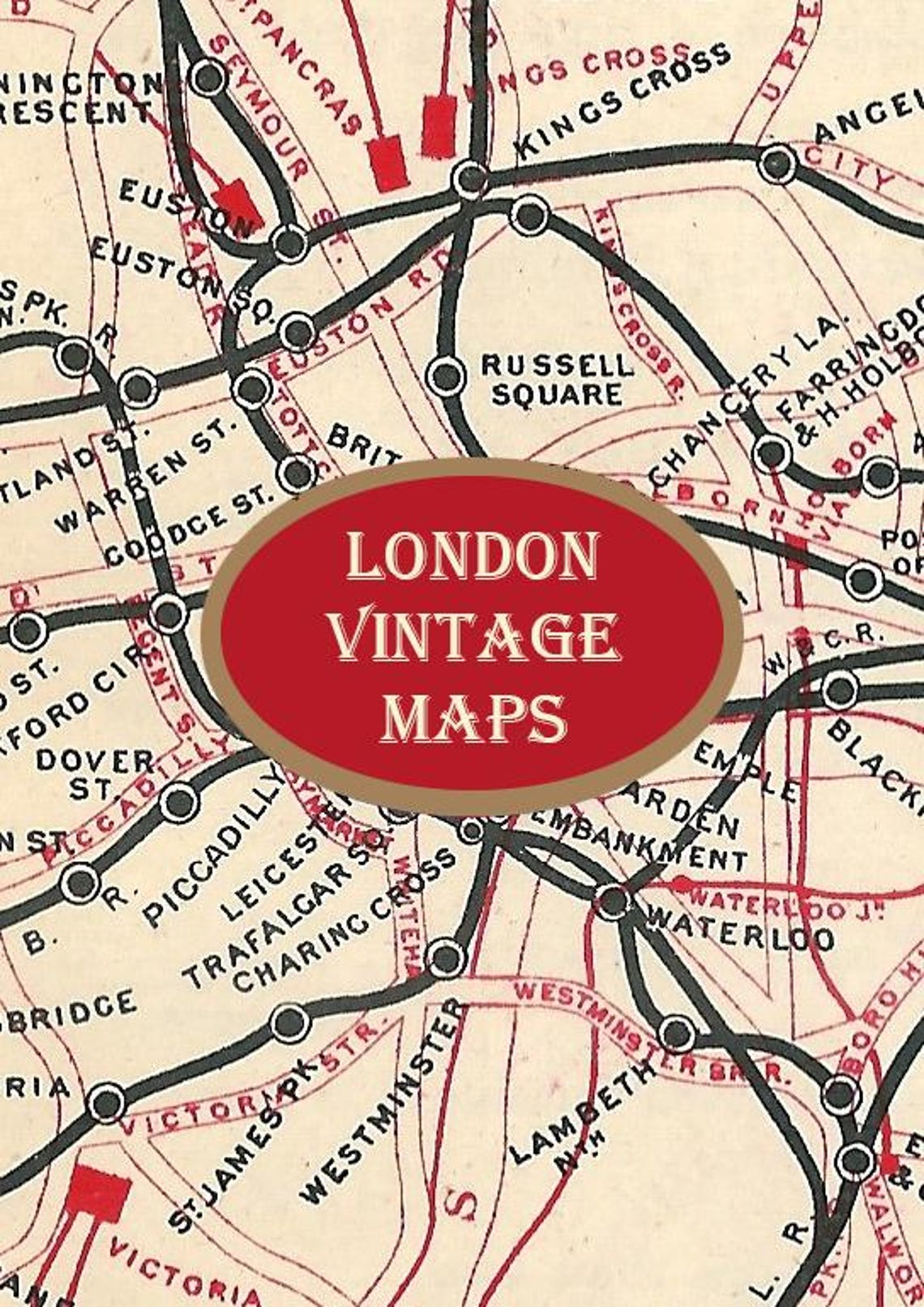 5 Old London Maps, Antique London England Art Maps, Vintage London Maps ...