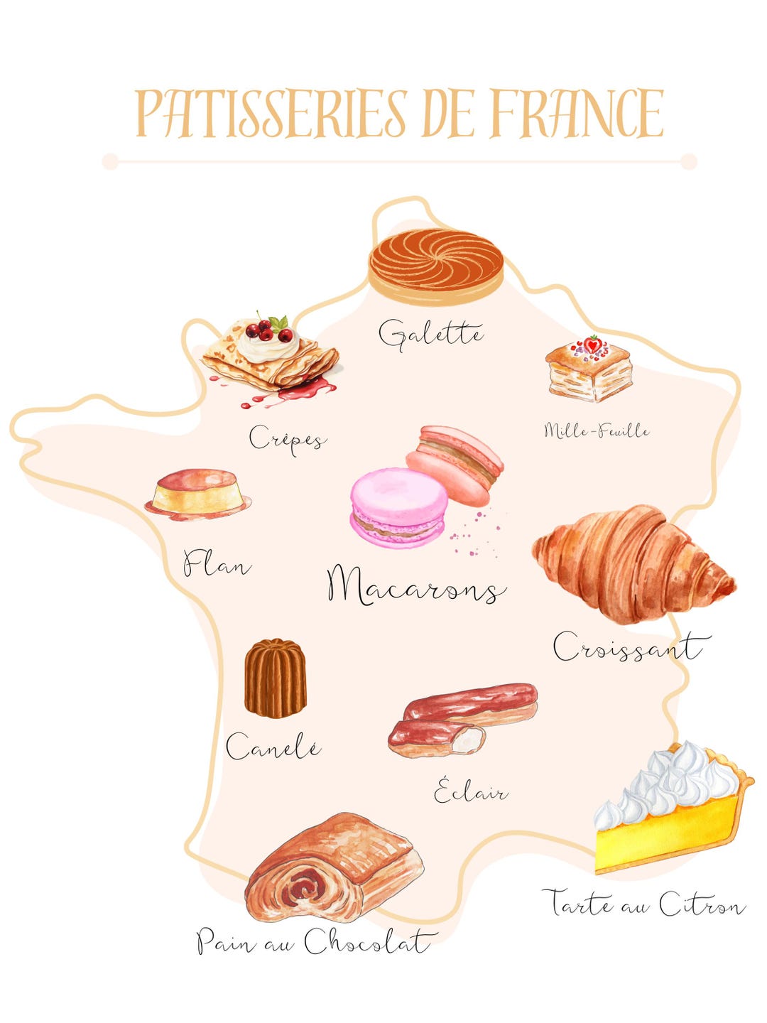 Vintage Pastry French Map, Vintage Christmas, Download Designs, Pastry ...