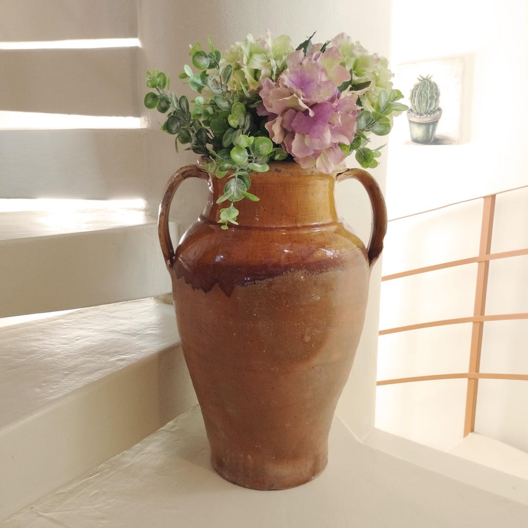 Ancient Apulian Capasa Amphora in Glazed Terracotta Made in Grottaglie ...