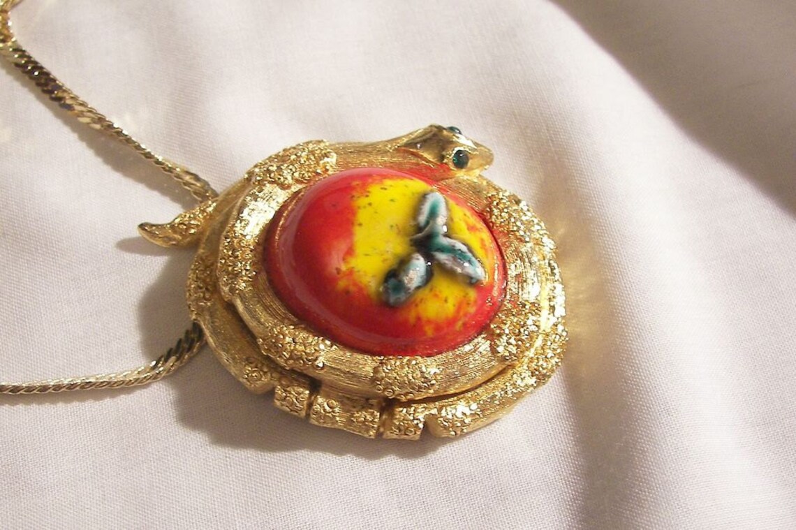 Outstanding Snake Wrapped Around a Apple Perfume Necklace | Etsy