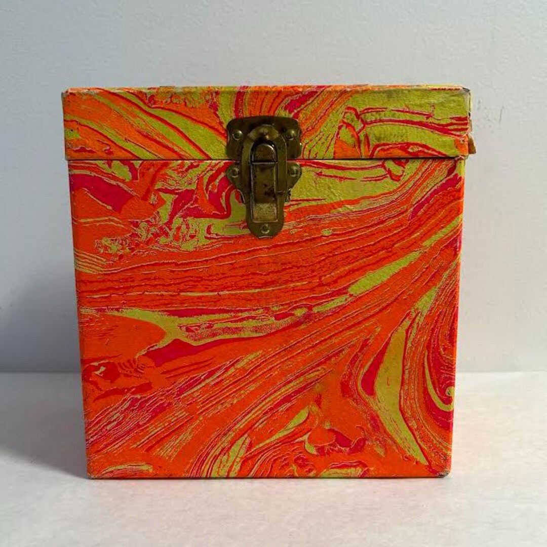 Vintage Psychedelic Orange Yellow and Pink 45 RPM 7 Inch Record Storage ...