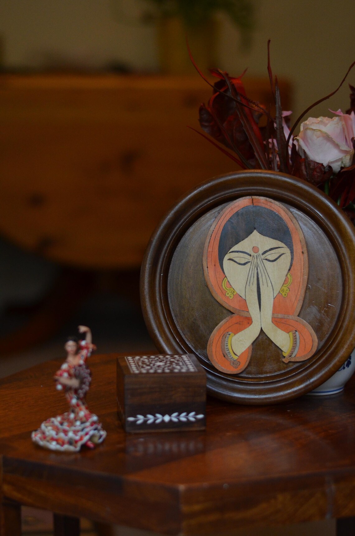 Welcome Namaste Lady Door Wall Hanging Sculpture | Handcrafted Wooden ...