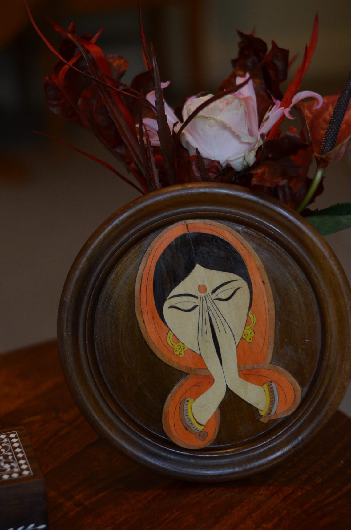 Welcome Namaste Lady Door Wall Hanging Sculpture | Handcrafted Wooden ...