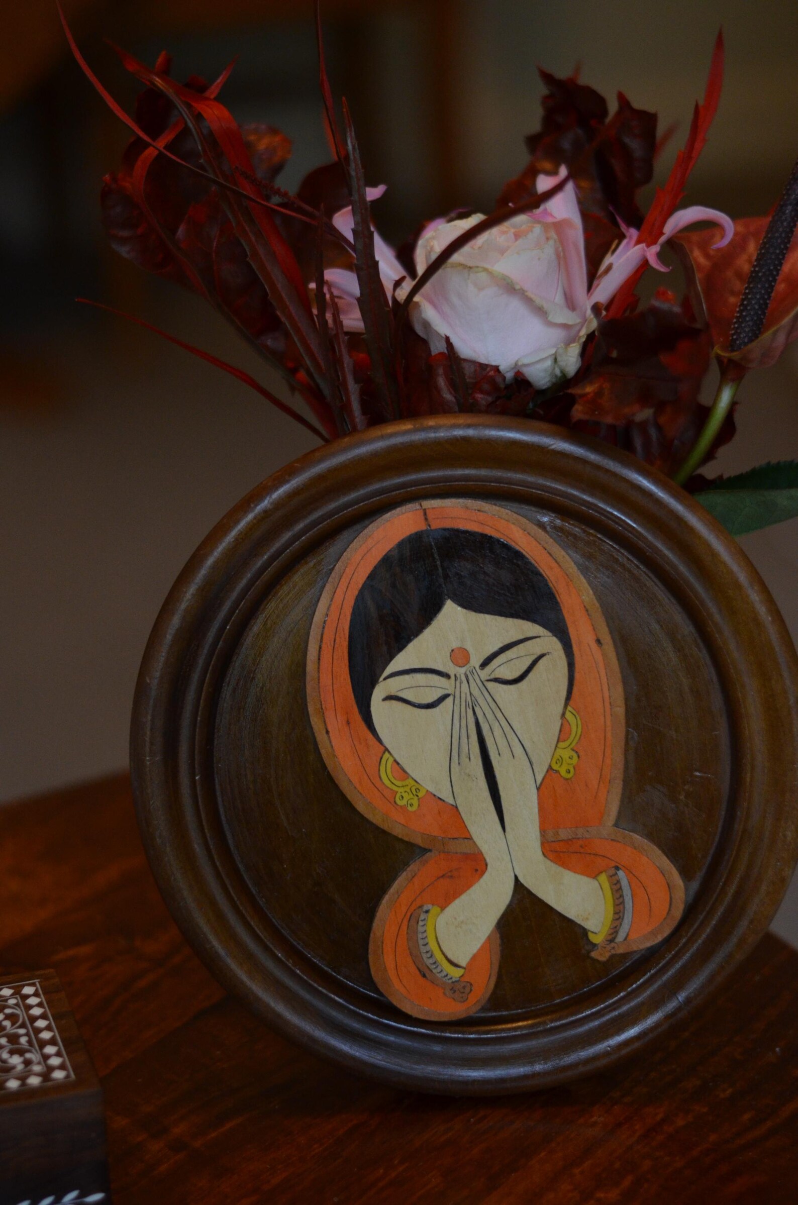 Welcome Namaste Lady Door Wall Hanging Sculpture | Handcrafted Wooden ...