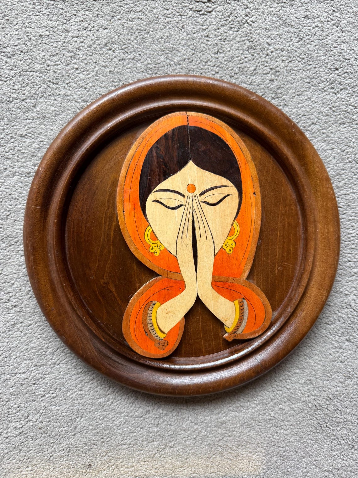 Welcome Namaste Lady Door Wall Hanging Sculpture | Handcrafted Wooden ...