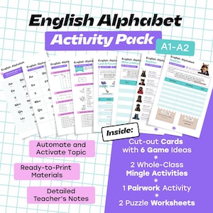 ESL Alphabet Activity Pack: Beginner Spelling Games & Worksheets ...