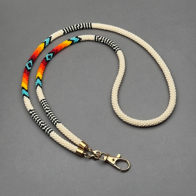 Beaded Lanyard: Native American Inspired ID Badge Holder, Eyeglass ...