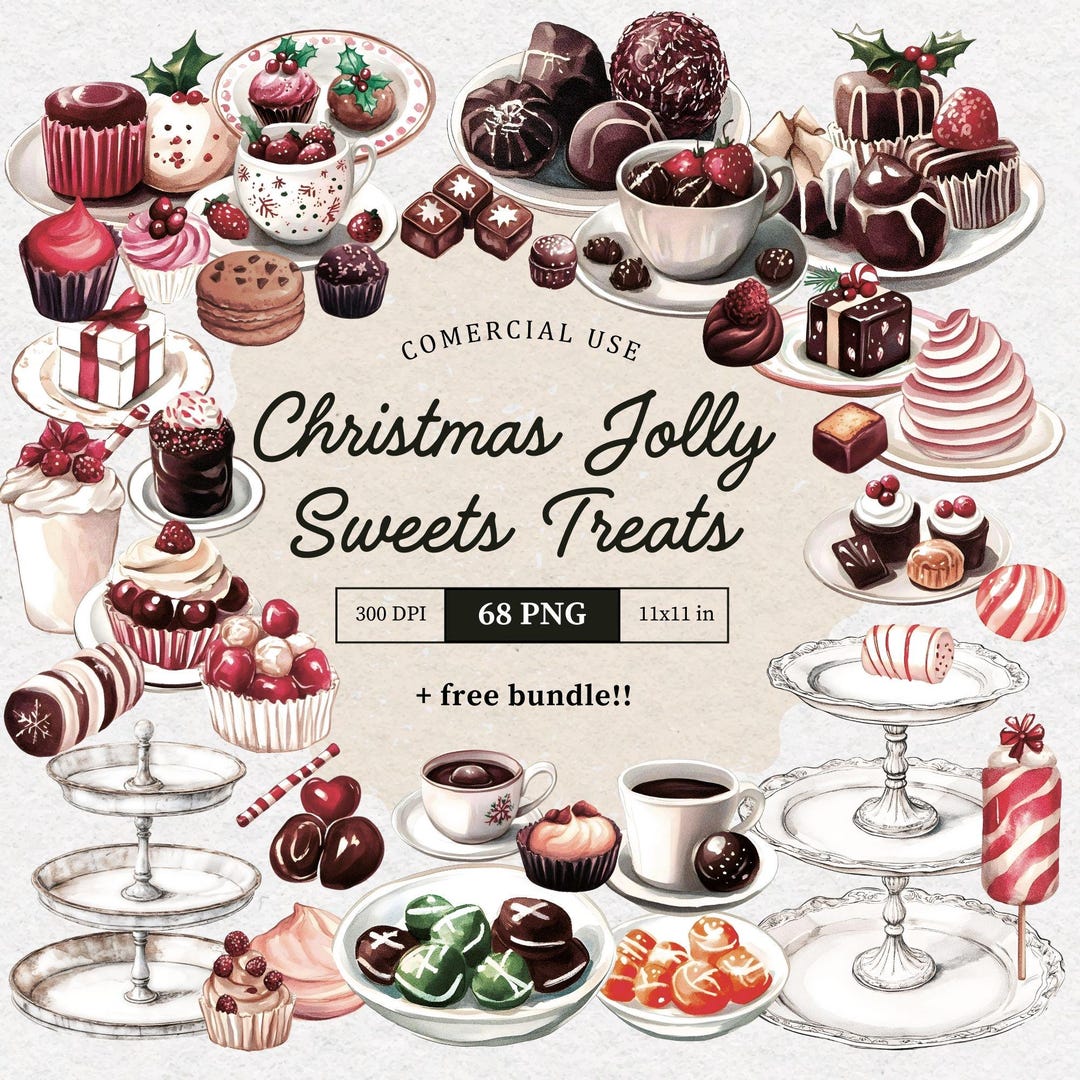 Watercolor Christmas Sweets Clipart Holiday Desserts Cookies Clip Art ...