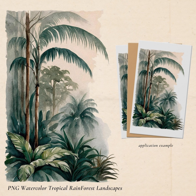 Tropical Rainforest Watercolor Landscapes: Misty Jungle Views (PNG) - Etsy
