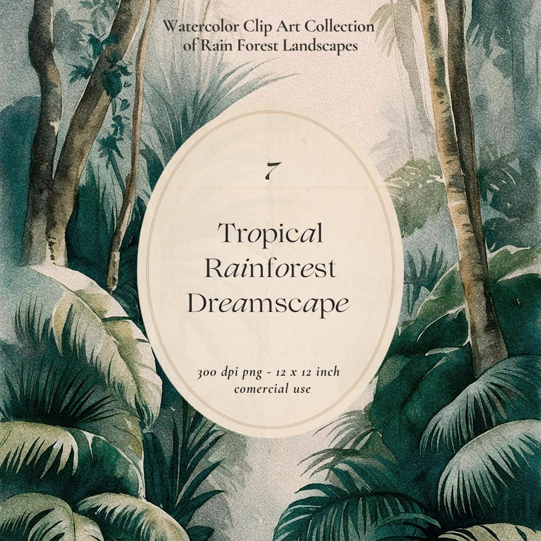 Tropical Rainforest Watercolor Landscapes: Misty Jungle Views (PNG) - Etsy