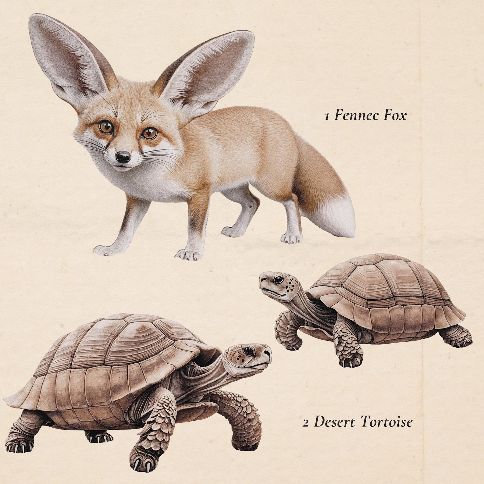 Vintage Desert Animals Clip Art Collection – Fennec Fox, Roadrunner ...