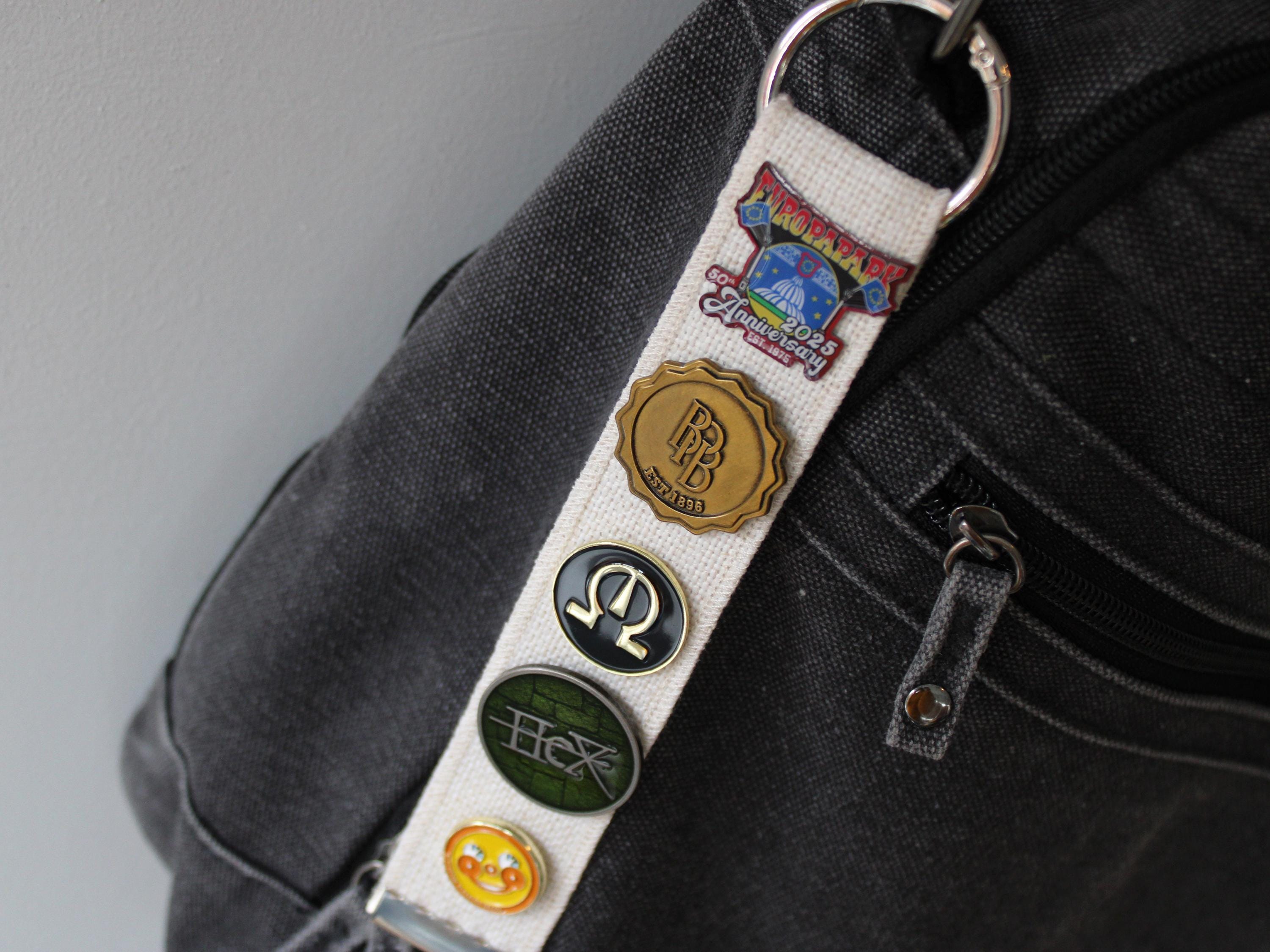 Neutral Fabric Pin Holder - Mini Pin Strap | Clip on Enamel Pin Display ...