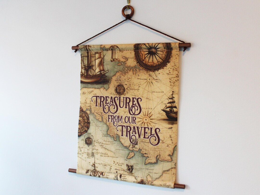 Adventure Map Pin Display Wall Hanging - Treasures From Out Travels Pin ...