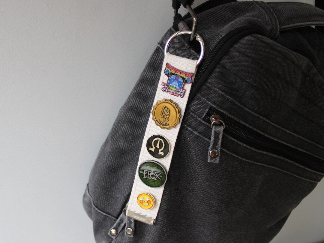 Neutral Fabric Pin Holder - Mini Pin Strap | Clip on Enamel Pin Display ...