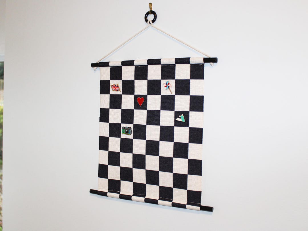Checkerboard Pin Display Wall Hanging - Chessboard Wall Hanging | Black ...