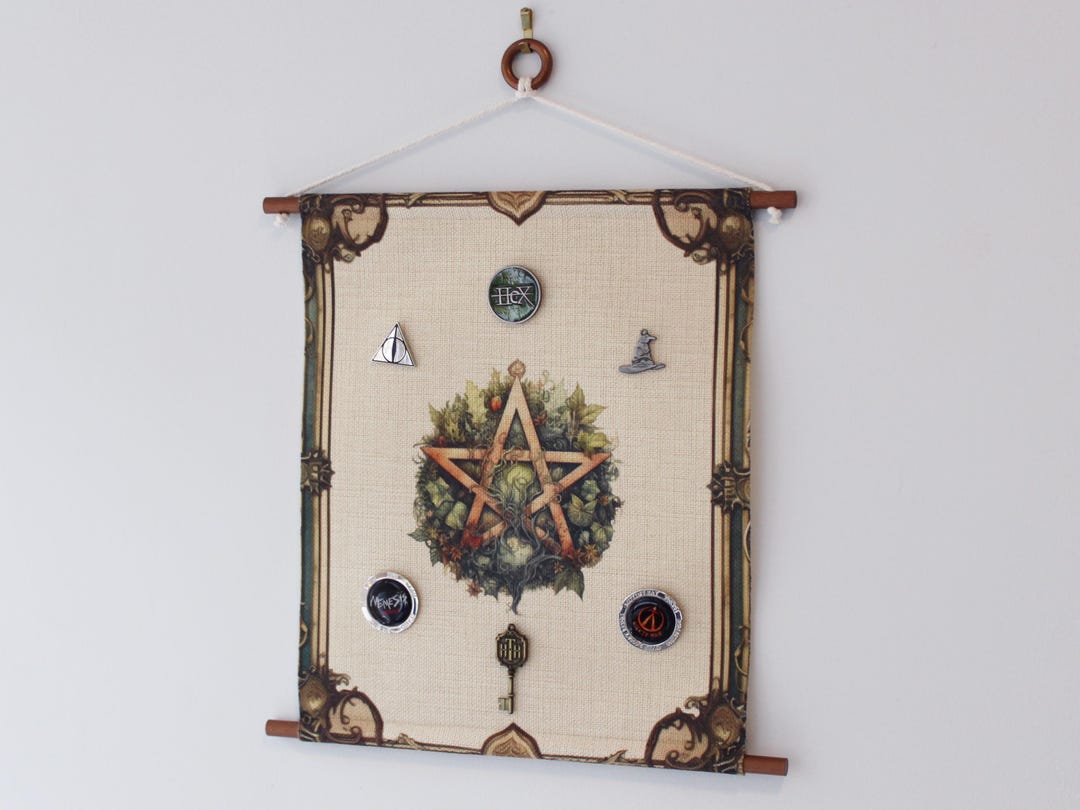 Woodland Pentacle Pin Banner - Wall Hanging | Witchy Pin Display | Dark ...