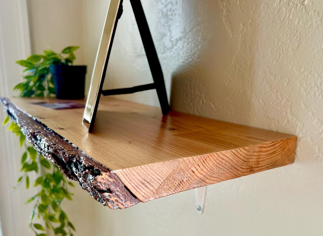 Live Edge Shelf BARK Intact/modern Book Shelves, Home Deco, Wall Decor ...