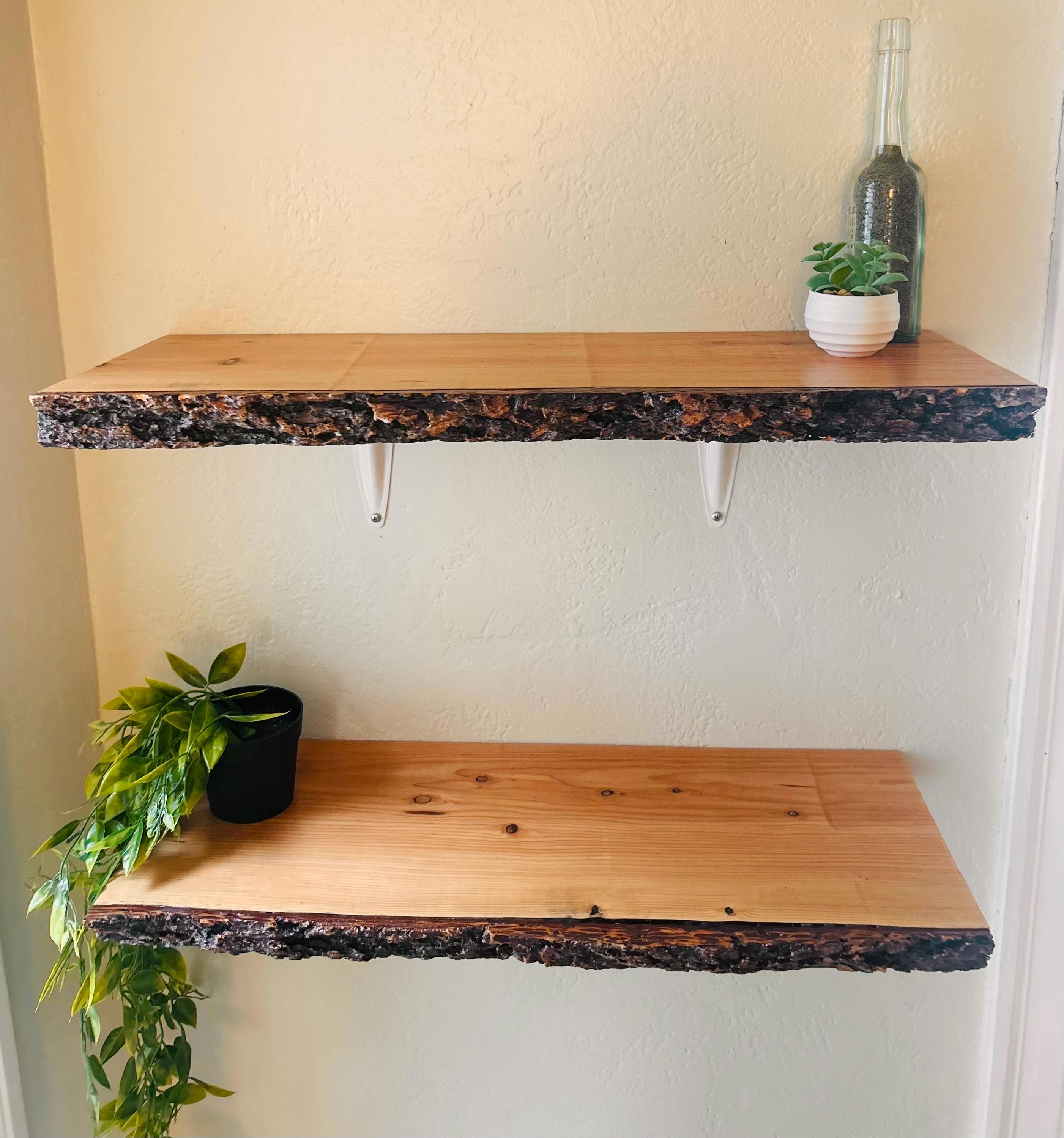 Live Edge Shelf BARK Intact/modern Book Shelves, Home Deco, Wall Decor ...