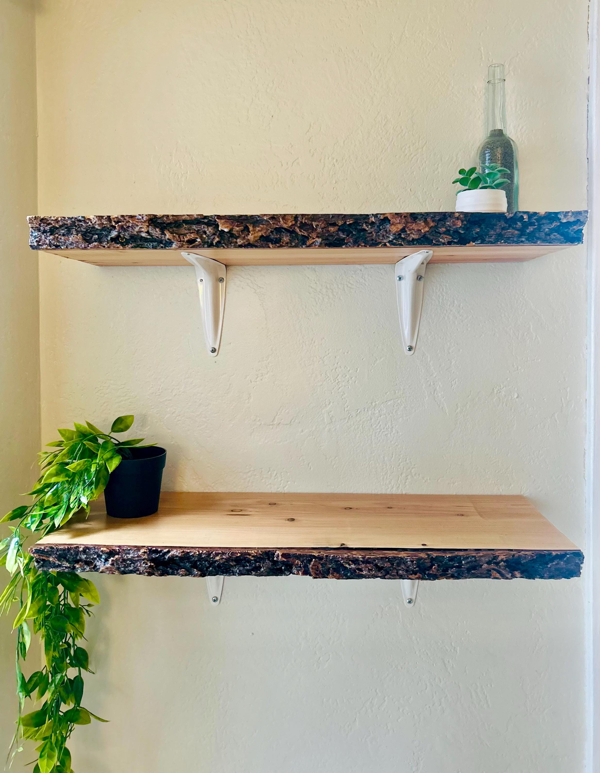 Live Edge Shelf BARK Intact/modern Book Shelves, Home Deco, Wall Decor ...