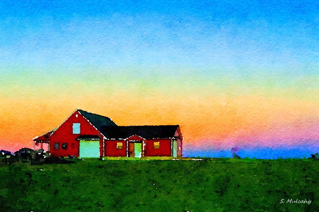 Sunset Over Red Barn in Maine - Etsy