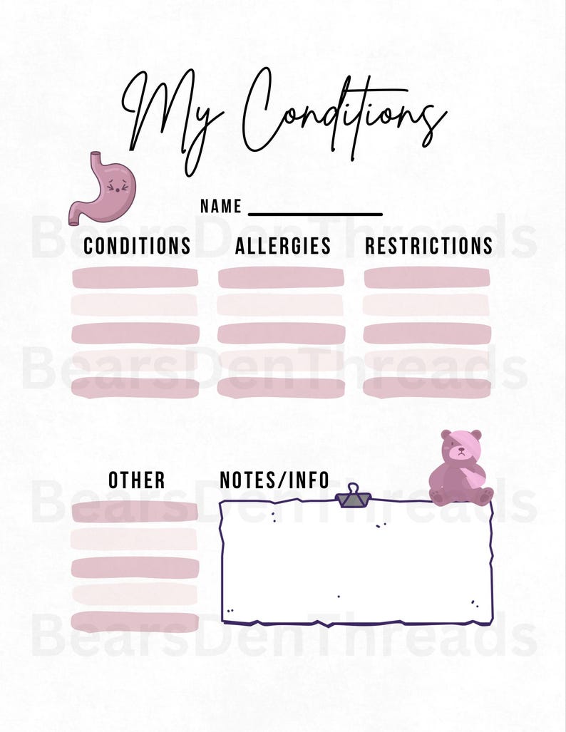 Medical Symptom Tracker Printables, Medical Printable, Medical Symptom ...