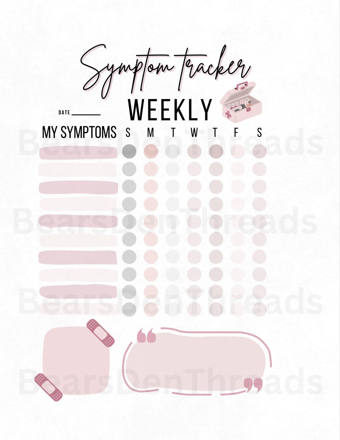 Medical Symptom Tracker Printables, Medical Printable, Medical Symptom ...