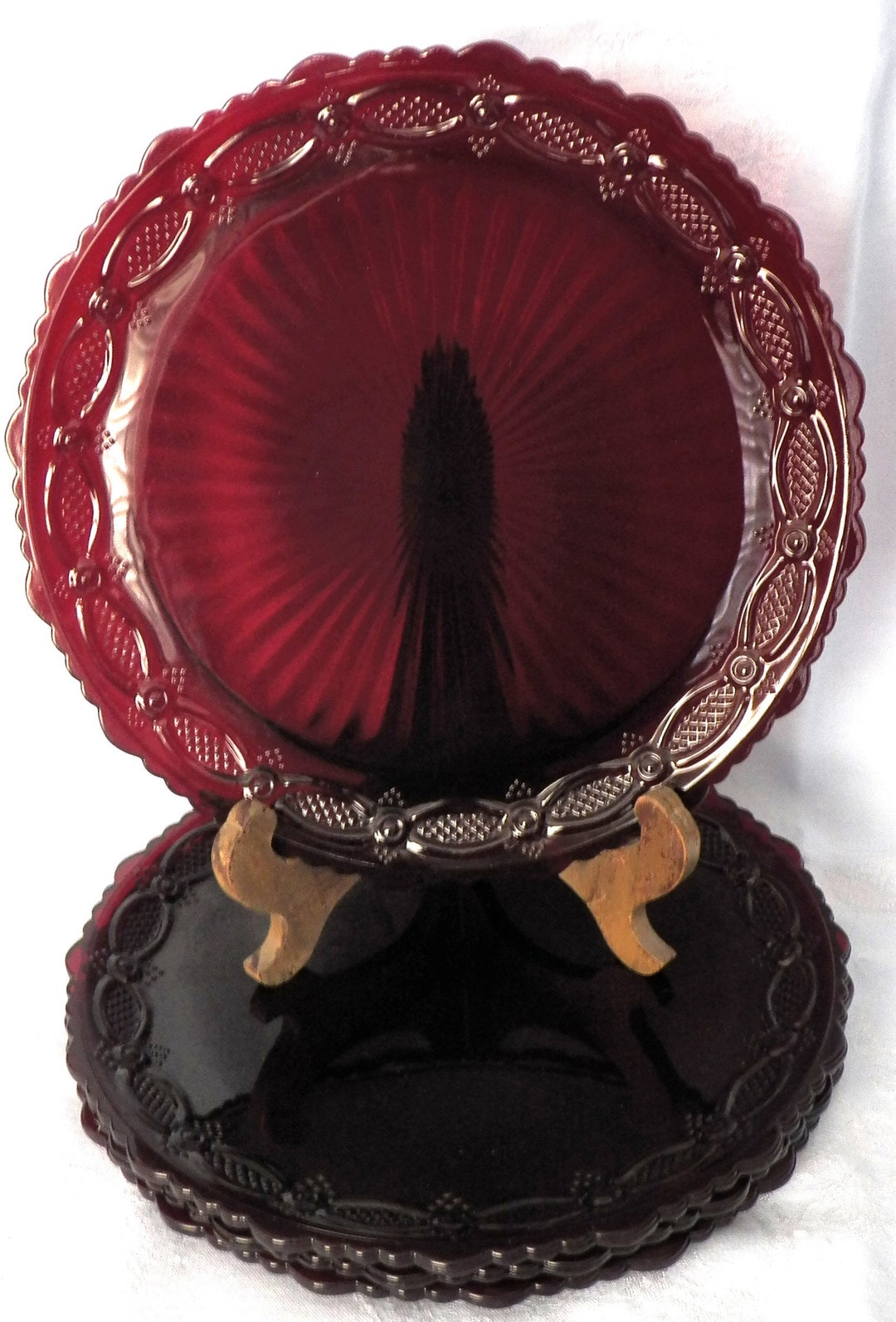 Vintage Avon Cape Cod Ruby Red Set of 4 Dinner Plates - Etsy