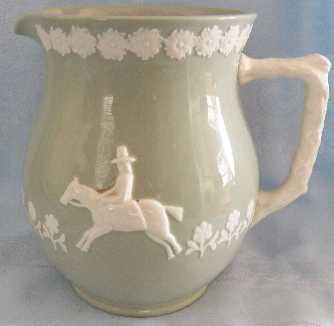 Vintage Spode fortuna Sage Green Embossed Ivory 48-ounce Pitcher Jug - Etsy