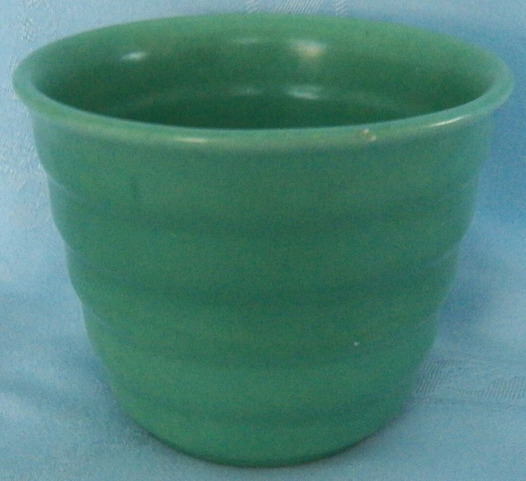 Vintage Pottery Green Round Planter Pot Vase - Etsy