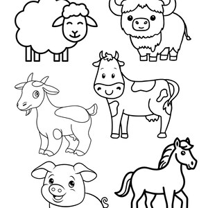 Farm Animals Coloring Page - Etsy