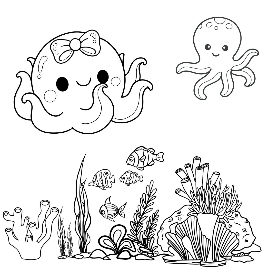 Cute and Educational Sea Animal Coloring Pages - Etsy