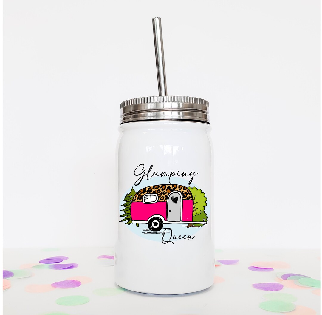 Glamping Queen Mason Jar Tumbler for Camping Glamping Travel - Etsy